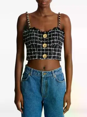 Balmain Tweed Chain Strap Top