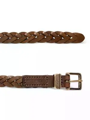 Etro Braided Leather Belt With Buckle Fastening - Brown