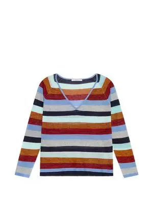 Malìparmi Striped V-neck Sweater - Blue