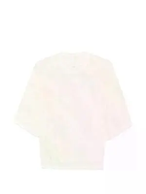 Imperial Off-white Lace Patterned Round Neck Top - Neutrals