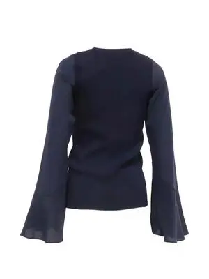 Sandro Ribbed Bell Sleeve Crew Neck Top