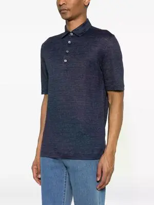 Zegna Button-up Polo Shirt - Blue