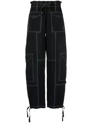 GANNI Topstitch Cargo Trousers - Black