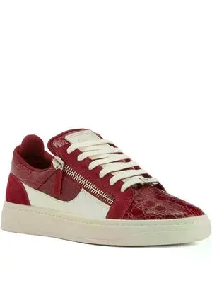 GIUSEPPE ZANOTTI Frankie Crocodile-effect Sneakers - Red