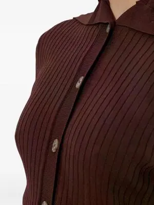 ENTIRE STUDIOS Ribbed Knit Buttoned Polo - Brown