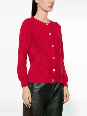 BEYOU Buttoned Knit Cardigan - Red