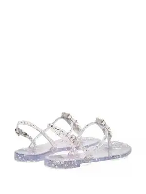 Casadei Crystal-embellished Flat Sandals - White