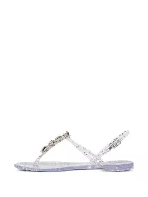 Casadei Crystal-embellished Flat Sandals - White