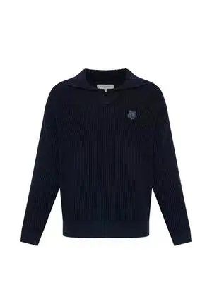 Maison Kitsuné Logo-embroidered V-neck Sweater