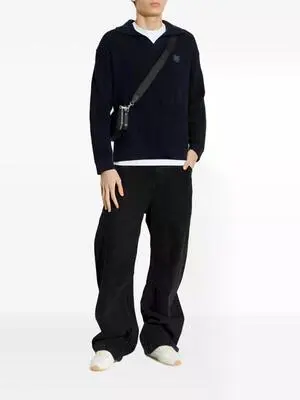 Maison Kitsuné Logo-embroidered V-neck Sweater