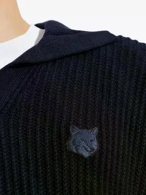 Maison Kitsuné Logo-embroidered V-neck Sweater