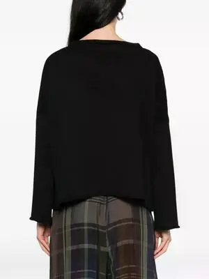 BEYOU Long-sleeve Round Neck Sweater - Black