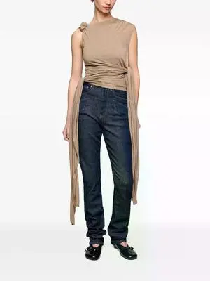 GANNI Sleeveless Asymmetrical Draped Knot Top - Neutrals