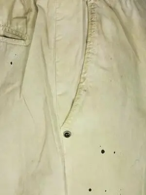 WHITE SAND Belted Trousers With Distressed Detail