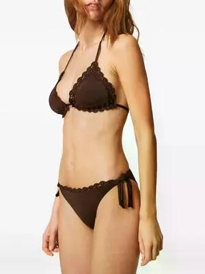TWINSET Bikini Thong With Crochet Trim - Brown