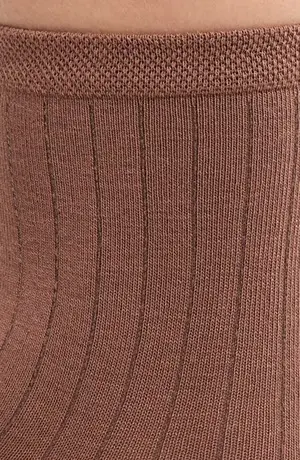 Nordstrom Wide Rib Ankle Socks - Brown Nut