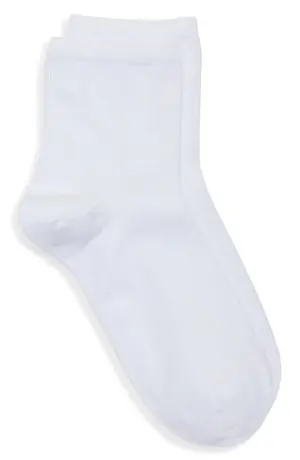 Nordstrom Wide Rib Ankle Socks - White