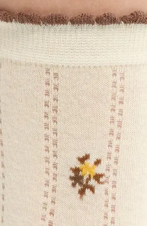 CASA CLARA Winona Floral Pointelle Crew Socks