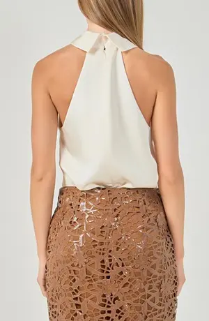 Endless Rose Satin Halter Top - Ivory
