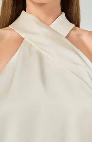 Endless Rose Satin Halter Top - Ivory