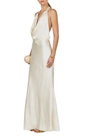 Endless Rose Satin Cowl Halter Dress