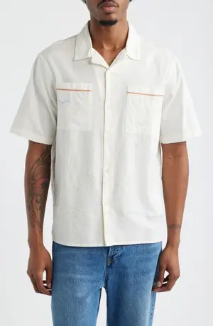 WAX LONDON Didicot Summer Appliqué Cotton & Linen Camp Shirt