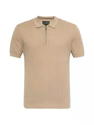 Emporio Armani Zip Polo Shirt - Neutrals