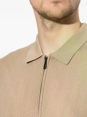 Emporio Armani Zip Polo Shirt - Neutrals