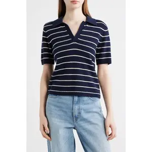 FRAME Stripe Polo Top - Navy Multi