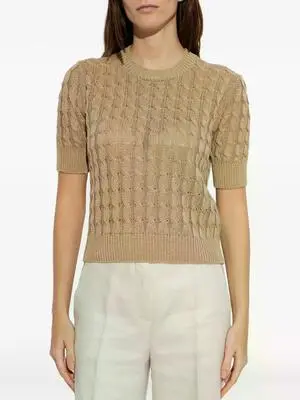 Max Mara Cable-knit Linen Top - Neutrals