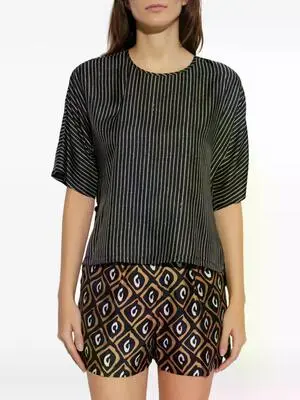 Max Mara Striped Drawstring Top - Black