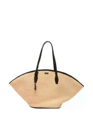 BOSS Raffia Tote Bag With Leather Trims - Neutrals