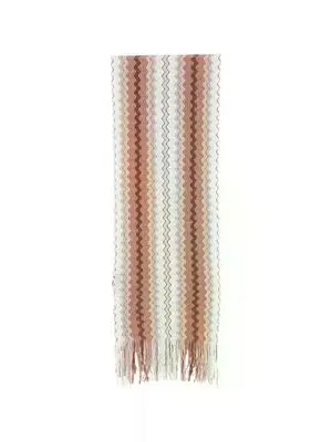 Missoni Zigzag-pattern Fringed Scarf - Neutrals