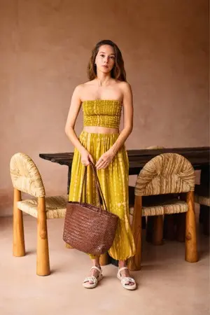 Pink Haley Garcia Artisan Handwoven Leather Tote
