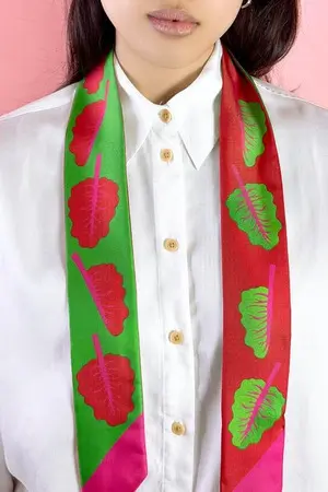 CENTINELLE Glowing Chard Twilly Ribbon Scarf - Green
