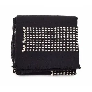 STUDIO VARIOUSLY Walnut Black Yak With Hand Knotted Merino Stripes Handloom Throw - Black/walnut