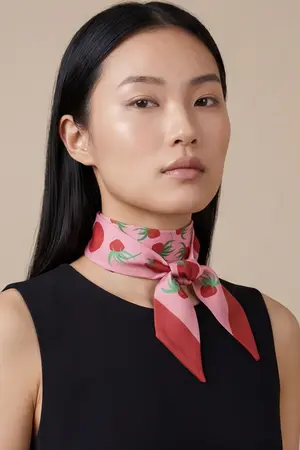 CENTINELLE Tomatoes Twilly Ribbon Scarf - Red