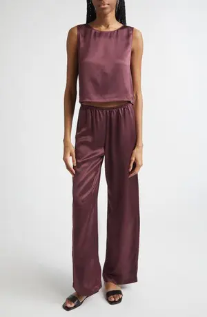 LESET Barb Crop Tank - Malbec