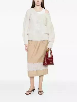 Carven Lace-trim Midi Skirt - Neutrals