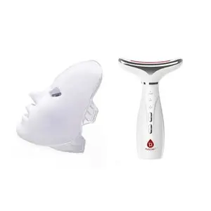 PURSONIC 7-in-1 Facial Therapy Device & Led Light Therapy Mask Bundle - White