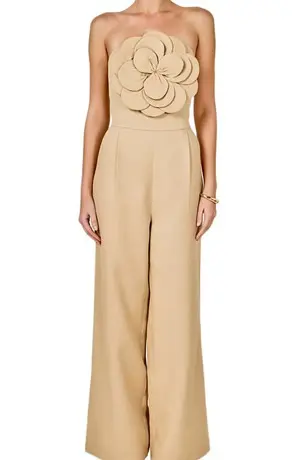 Endless Rose Floral Appliqué Strapless Jumpsuit