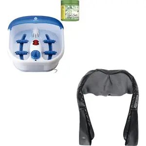 PURSONIC Ultimate Recovery Bundle 3d Shiatsu Back Massager & Heated Foot Spa - Multicolor