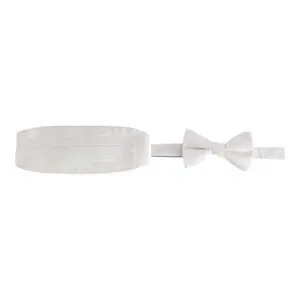 Trafalgar Banbury Paisley Silk Cummerbund And Bow Tie Bundle - White
