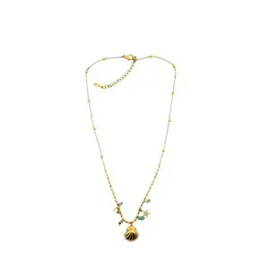 GEMINI JEWELRY Sea Shell And Charms Necklace - Yellow