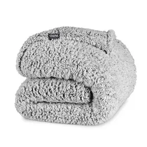 BARE HOME Tipped Faux Shearling Blanket - Grey