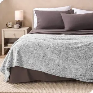 BARE HOME Tipped Faux Shearling Blanket - Grey