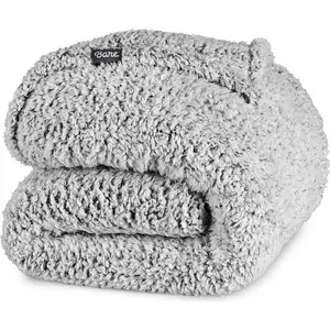 BARE HOME Tipped Faux Shearling Throw Blanket - Grey