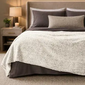 BARE HOME Tipped Faux Shearling Throw Blanket