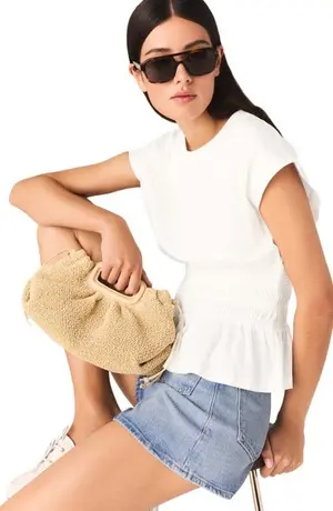 Maje Fitted Pleated T-shirt