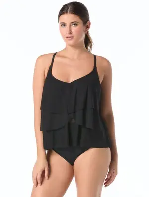 COCO REEF Dd-cup Lotus Ruffle Tankini Swim Top